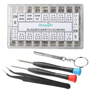 bayite eyeglass repair kit sunglass glasses repair kit with screws assorted tweezers screwdriver nuts stainless steel screws tool for watch 1000pcs