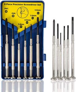 6pcs mini screwdriver set, eyeglass repair screwdriver, precision repair tool kit with 6 different size flathead and philips screwdrivers, ideal for watch, jewelers