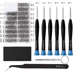 eyeglasses repair kit, hkidee sunglasses repair kit with 1000pcs eyeglass screws and 6 pcs screwdrivers tweezer for glasses, sunglass, watch clock spectacle repair