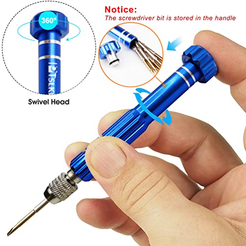 5-in-1 Multifunctional Small Screwdriver, PTSLKHN Eyeglass Screwdriver, S2 Steel Magnetic Screwdriver Kit for Eyeglass, Sunglasses, Electronics, Cellphone, Jewelry and More