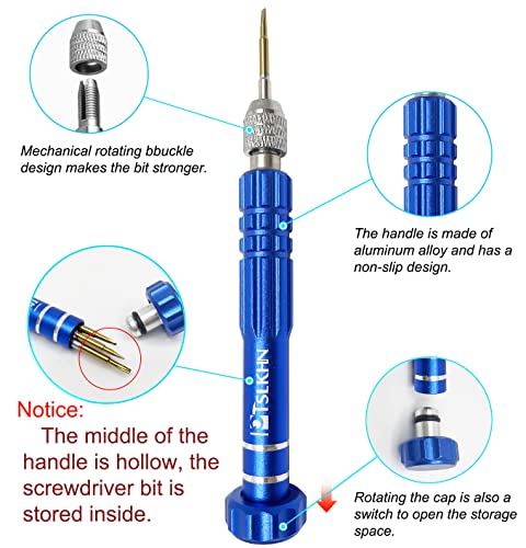 5-in-1 Multifunctional Small Screwdriver, PTSLKHN Eyeglass Screwdriver, S2 Steel Magnetic Screwdriver Kit for Eyeglass, Sunglasses, Electronics, Cellphone, Jewelry and More