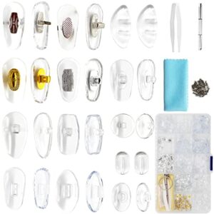 mingbuy eyeglass repair kit eyeglass nose pads glasses repair kit with screws 220 pcs 110 pairs 13 types of nose pads for eyeglasses, sunglasses, watch repair kit