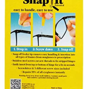 Snapit EyeGlass Repair Kit, With Long Easy Fit Screws And Micro Screwdriver. Perfect For Fixing Sunglasses, Spectacles, Glasses And Reading Glasses. Used By Opticians.