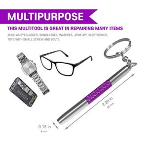 Eyeglass Repair Screwdriver Kit Keychain-2PCS 3 in 1 Colorful Mini Precision Screwdriver with Keychain-Eyeglass, Sunglass, Watch, Jewelry, Electronics, Toy Repair Kit (PURPLE)