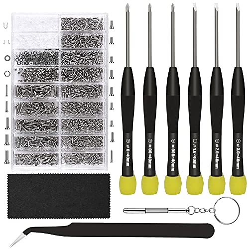 Eyeglass Repair Kit, YAUENDE Eyeglasses Screwdriver Set with Eyeglass Screws, Tweezer, Cleaning Cloth for Eyeglass, Sunglass, Spectacles & Watch Repair