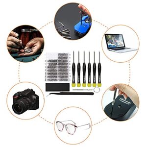 Eyeglass Repair Kit, YAUENDE Eyeglasses Screwdriver Set with Eyeglass Screws, Tweezer, Cleaning Cloth for Eyeglass, Sunglass, Spectacles & Watch Repair