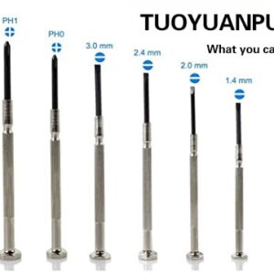 TUOYUANPU 6PCS Mini Screwdriver Set, Eyeglass Repair Kit Screwdriver，Precision Repair with 6 Different Sizes Flat head and Philips Screwdriver Sets,Ideal For Watch, Electronic Repairs