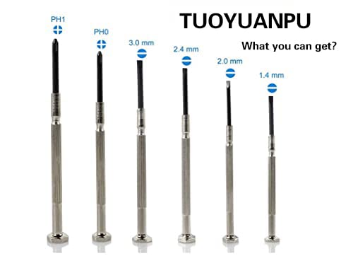 TUOYUANPU 6PCS Mini Screwdriver Set, Eyeglass Repair Kit Screwdriver，Precision Repair with 6 Different Sizes Flat head and Philips Screwdriver Sets,Ideal For Watch, Electronic Repairs