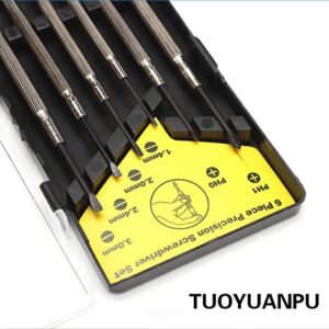 TUOYUANPU 6PCS Mini Screwdriver Set, Eyeglass Repair Kit Screwdriver，Precision Repair with 6 Different Sizes Flat head and Philips Screwdriver Sets,Ideal For Watch, Electronic Repairs