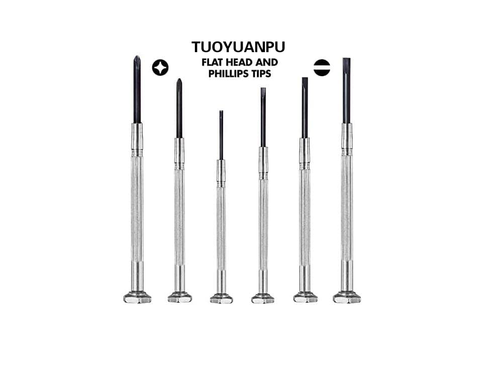 TUOYUANPU 6PCS Mini Screwdriver Set, Eyeglass Repair Kit Screwdriver，Precision Repair with 6 Different Sizes Flat head and Philips Screwdriver Sets,Ideal For Watch, Electronic Repairs