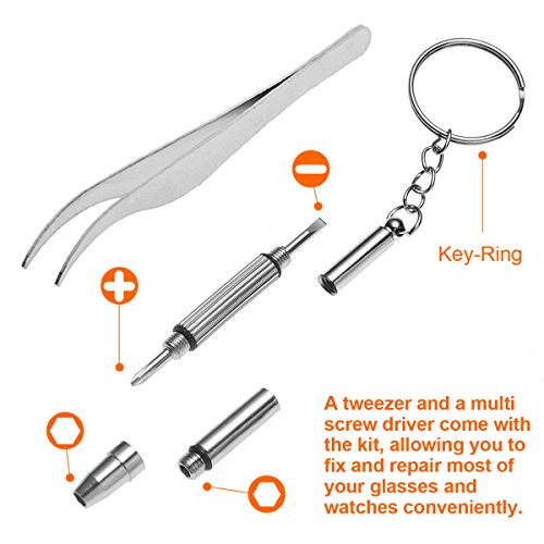 Specialized Glasses & Sunglasses Repair Kit with 1100 Screws, a Driver and Tweezers.