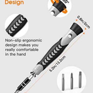 RARTOP Upgraded Precision Screwdriver Set, 130 in 1 with 120 bits Repair Tool Kit, Magnetic Screwdriver Set with mini built-in box for Electronics iPhone Jewelers Game Console Passion Orange