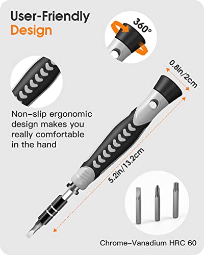 RARTOP Upgraded Precision Screwdriver Set, 130 in 1 with 120 bits Repair Tool Kit, Magnetic Screwdriver Set with mini built-in box for Electronics iPhone Jewelers Game Console Passion Orange