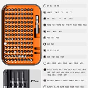 RARTOP Upgraded Precision Screwdriver Set, 130 in 1 with 120 bits Repair Tool Kit, Magnetic Screwdriver Set with mini built-in box for Electronics iPhone Jewelers Game Console Passion Orange