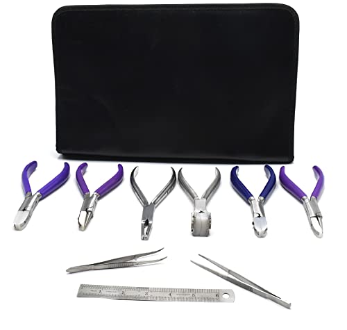 OdontoMed2011 Set of 9 Eyeglass Optical Optician Tools Pliers Bent Nose Rimless Set-Optical PLIER KIT Adjusting Eyeglass Arms Frame Plier Set Optical Eyeglasses Eyewear Repair Tool Plier set