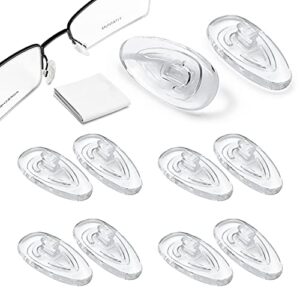 ptslkhn push-in eyeglass nose pad, 5 pairs of 16.5x8.5mm glasses nose pad, anti-slip glasses nose pads replacement kit with glasses cleaning cloth