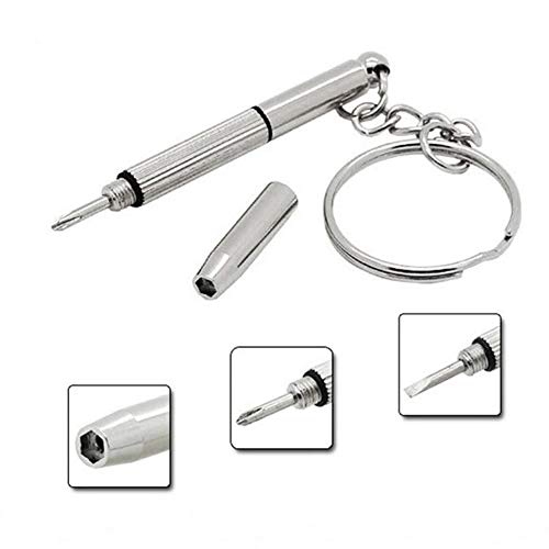 Eyeglass Screwdriver, Maserfaliw 3in1 Mini Sunglasses Eyeglass Phone Watch Repair Keychain Screwdriver Kit Tool - Silver, Home Essential Tools, Holiday Gifts.