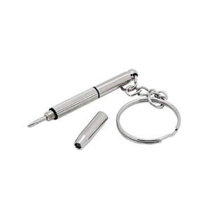 Eyeglass Screwdriver, Maserfaliw 3in1 Mini Sunglasses Eyeglass Phone Watch Repair Keychain Screwdriver Kit Tool - Silver, Home Essential Tools, Holiday Gifts.