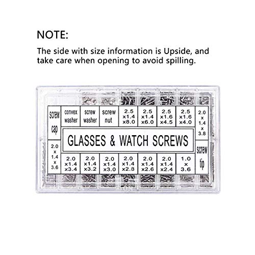 1000Pcs Eyeglass Repair Kit, Screws Nut Set for Glasses Clocks Watches Stainless Steel Assortment with Screwdriver & Tweezers Universal Repair Screws Tool Kit