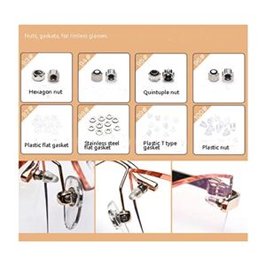 Acxico 500Pcs/Set Screws Kit Nuts Nose Pad Optical Repair Tool Assorted Kit Set for Eyeglass Sunglasses