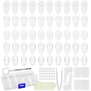 tokimmash eyeglass nose pad repair kit with screws, eyeglass nose pad replacement multi-function screwdriver, eyeglass nose frame repair tool and cleaning cloth set