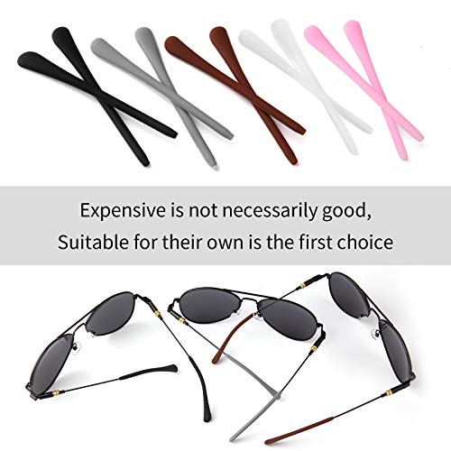 yiwoo 15 Pairs Silicone Eyeglass End Tips Ear Sock Pieces Tube Replacement for Thin Metal Eyeglass Legs(5 Colors)