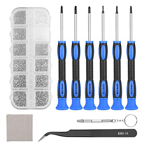 Hautton Eyeglass Repair Kits, 6 Pcs Precision Magnetic Screwdriver Tool Set with Glasses & Watch Screws & Curved Tweezers for Eyeglass Spectacle Sunglass Watch Clock and Other Small Electronics Repair