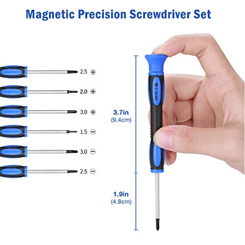 Hautton Eyeglass Repair Kits, 6 Pcs Precision Magnetic Screwdriver Tool Set with Glasses & Watch Screws & Curved Tweezers for Eyeglass Spectacle Sunglass Watch Clock and Other Small Electronics Repair