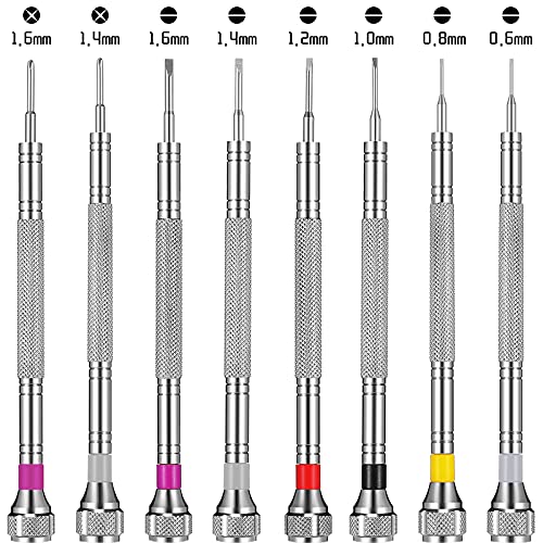 8 Pieces Precision Screwdriver, Jewelers Screwdriver Set, Watch Repair Screwdriver Set 0.6-1.6 mm, Micro Screwdriver for Watch Repair, Eyeglasses Repair, Jewelry Work, Electronics Repair