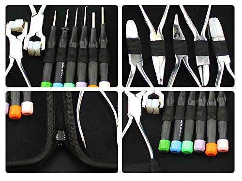 Eyeglasses Repair Set,7pcs Eyeglasses Pliers + Screwdriver Stainless Steel Optic Eye Glasses Optician Eyeglasses Frame Repair Optical Pliers Tools Kit withBlack Pouch Bag Glasses Shop useBy dhoptical