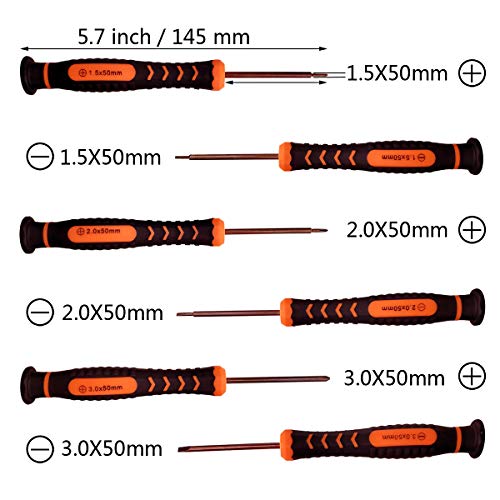 Hscakee Eyeglass Repair Kit with 6 PCS Flathead and Phillips Screwdrivers and Glasses Screws for Glasses, Eye Glass, Sunglass Repair