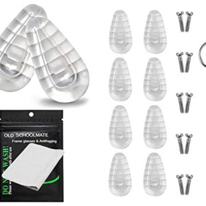 AONUOWE 15mm Soft Silicone Air Chamber Eyeglass Nose Pads, Repair Kit, Glasses Screws and Micro Screwdriver Cleaning Cloth, 5 Pairs of Screw-in Bag Pad Set + 1*Cleaning cloth