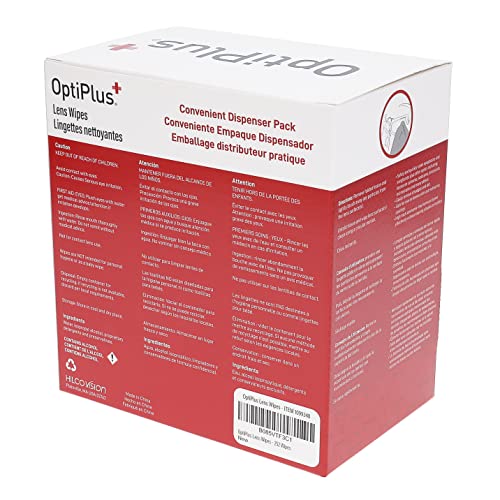 OptiPlus Eyeglass Lens Wipes l Pre-Moistened l Cleaning Wipes for Glasses, Computer & Laptops Screens, Smart Phones, Optical Lens, Goggles, and Watch Screen l Quick-Dry & Scratch-Free | 252 Count