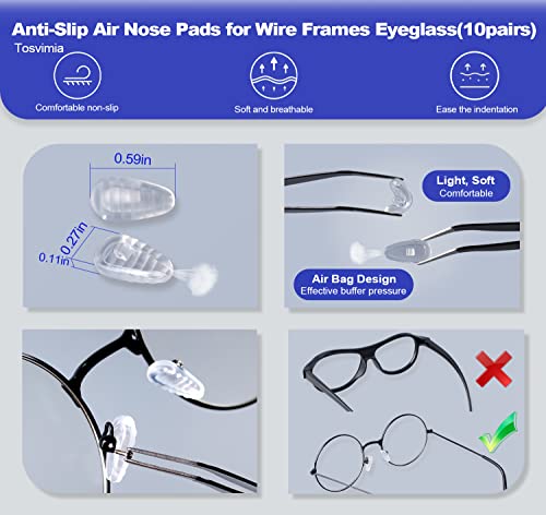 Tosvimia Upgrade Multi-Function Eyeglass Repair Kit, Include Anti-Slip Silicone Eyeglass Nose Pads, Screwdriver, Non-Slip Eyeglasses Ear Grips, Screws, Tweezer for Glasses, Sunglass, Reading Glasses