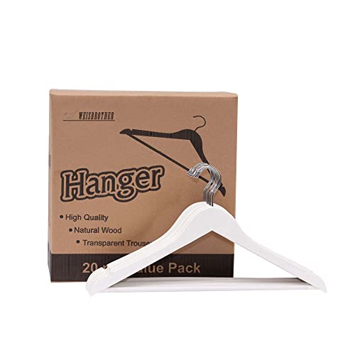 AA-Quality Wooden White Clothes Hanger,White Coat Hanger in 12 Pack Gift Box,White Suit Hanger with 360 Degree Rotating Stronger 0.126 inch Hooks Suitable for All Garments.