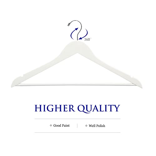 AA-Quality Wooden White Clothes Hanger,White Coat Hanger in 12 Pack Gift Box,White Suit Hanger with 360 Degree Rotating Stronger 0.126 inch Hooks Suitable for All Garments.