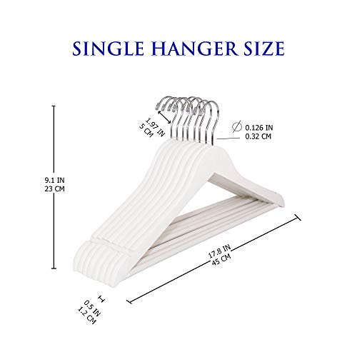 AA-Quality Wooden White Clothes Hanger,White Coat Hanger in 12 Pack Gift Box,White Suit Hanger with 360 Degree Rotating Stronger 0.126 inch Hooks Suitable for All Garments.