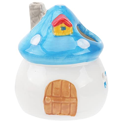 POPETPOP Hamster Hideout Ceramic Mushroom Shape Hamster House Chinchilla Mini Hut Small Animal Hideout Caves Cage for Syrian Rats Chinchillas Gerbils