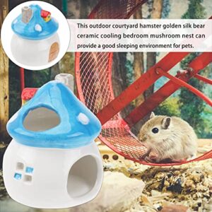 POPETPOP Hamster Hideout Ceramic Mushroom Shape Hamster House Chinchilla Mini Hut Small Animal Hideout Caves Cage for Syrian Rats Chinchillas Gerbils