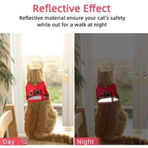 Cat Vest Harness and Small Dog Vest Harness for Walking, All Weather Mesh Harness, Cat Vest Harness with Reflective Strap, Step in Adjustable Harness for Small Cats (Red, XS)