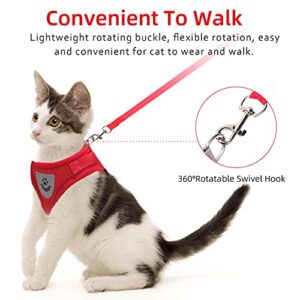 Cat Vest Harness and Small Dog Vest Harness for Walking, All Weather Mesh Harness, Cat Vest Harness with Reflective Strap, Step in Adjustable Harness for Small Cats (Red, XS)