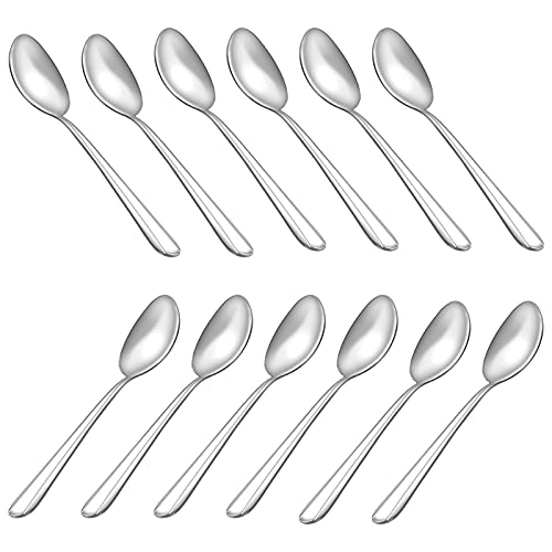 MJIYA Dinner Spoon Silverware Set, Dominion Heavy Duty Spoons, Stainless Steel Salad Spoons Multipurpose Use for Home, Kitchen or Restaurant (L (12PCS)-spoon)