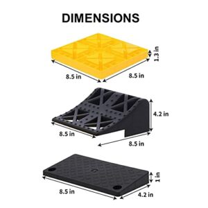 Homeon Wheels RV Leveling Blocks Ramp Design 9 Pack Interlocking Leveling Blocks with One Wheel Chock Camper Leveling Blocks with Carrying Bag