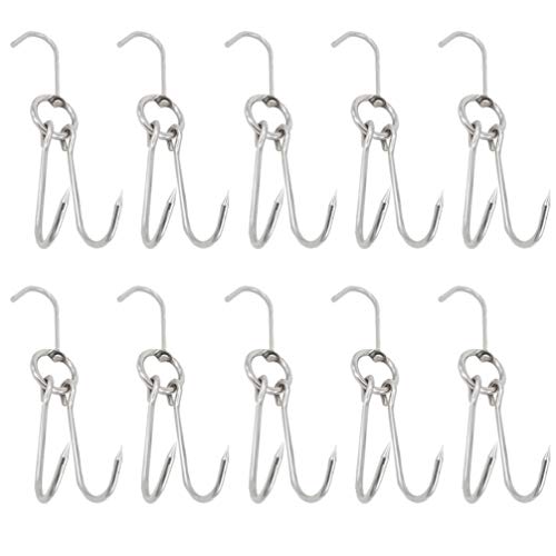 YARDWE 10Pcs Poultry Hanging Hook Stainless Steel Pork Hooks Meat Hook Heavy Duty for Bacon Roast Duck BBQ Grill Hanger Cooking Tools