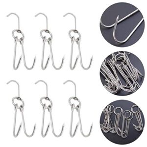 YARDWE 10Pcs Poultry Hanging Hook Stainless Steel Pork Hooks Meat Hook Heavy Duty for Bacon Roast Duck BBQ Grill Hanger Cooking Tools