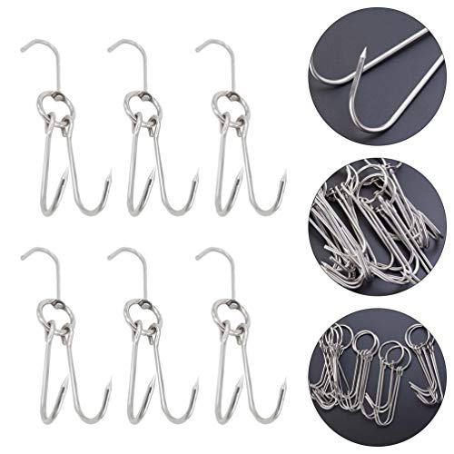 YARDWE 10Pcs Poultry Hanging Hook Stainless Steel Pork Hooks Meat Hook Heavy Duty for Bacon Roast Duck BBQ Grill Hanger Cooking Tools