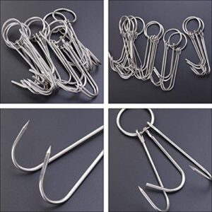 YARDWE 10Pcs Poultry Hanging Hook Stainless Steel Pork Hooks Meat Hook Heavy Duty for Bacon Roast Duck BBQ Grill Hanger Cooking Tools