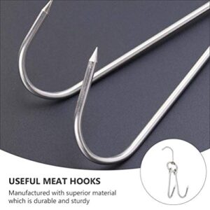 YARDWE 10Pcs Poultry Hanging Hook Stainless Steel Pork Hooks Meat Hook Heavy Duty for Bacon Roast Duck BBQ Grill Hanger Cooking Tools