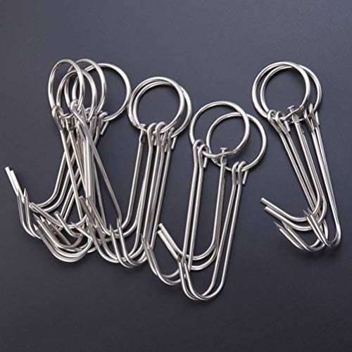 YARDWE 10Pcs Poultry Hanging Hook Stainless Steel Pork Hooks Meat Hook Heavy Duty for Bacon Roast Duck BBQ Grill Hanger Cooking Tools