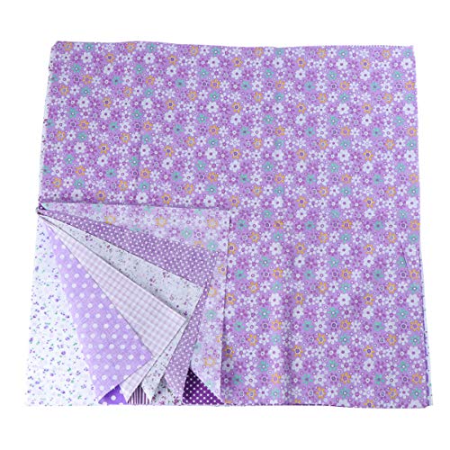 BESPORTBLE 7 Sheets Craft Felt Fabric Sheets Flower Printed Cotton Fabric Squares Quilting Fabric Floral Patchwork Squares for DIY Sewing Craft Farmhouse Decoration 50cm Purple